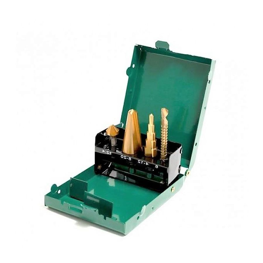 Juego de 4 Brocas Cónicas, Multifunción, Avellanadoras y Escalonadas