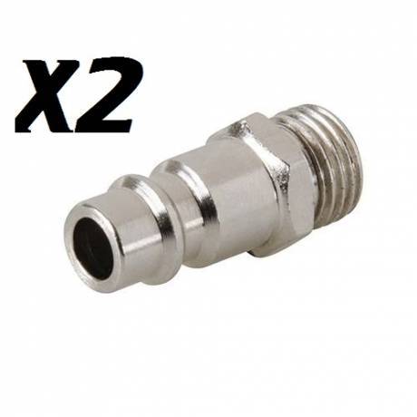 Conector neumatico de 1/4" con rosca macho. 2 pz