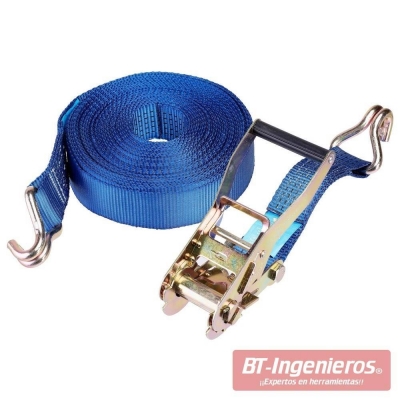 Cincha de amarre con tensor de carraca y ganchos 14.5 Metros - 2500 KG