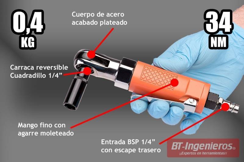 Carraca neumática 1/4” Perfil compacto. Profesional